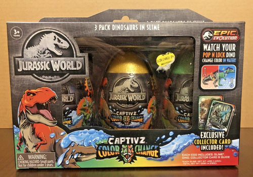 Captivz Jurassic World Color Change Dinosaurs & Slime in Eggs 3 Pack ...