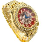 Men Hip Hop Icy Gold PT Rapper's Bling Luxury Lab Diamond Red Dial ...