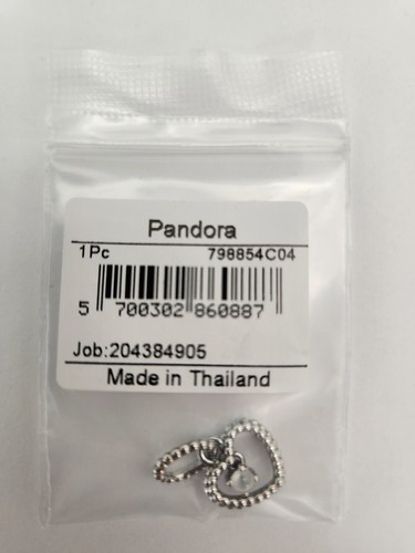 Pandora March April Mikey White Beaded Heart Dangle Charm #798854C04 | eBay