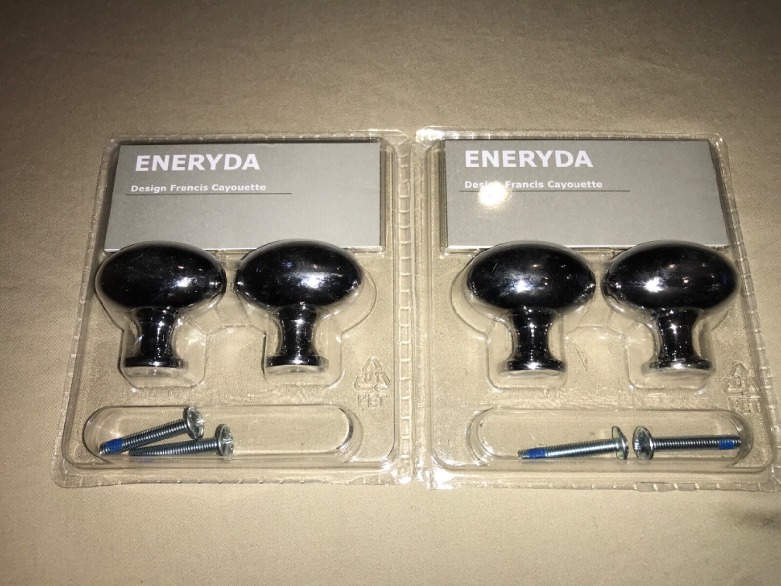 IKEA Eneryda Chrome Plated Cabinet Door & Drawer Pull Knobs 4 for sale ...