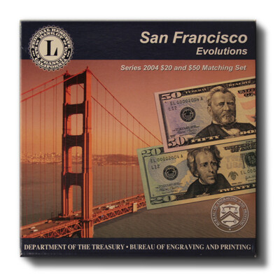 USA BEP San Francisco Evolutions $50 & $20 FRN 2004 Series 2004 Serial ...