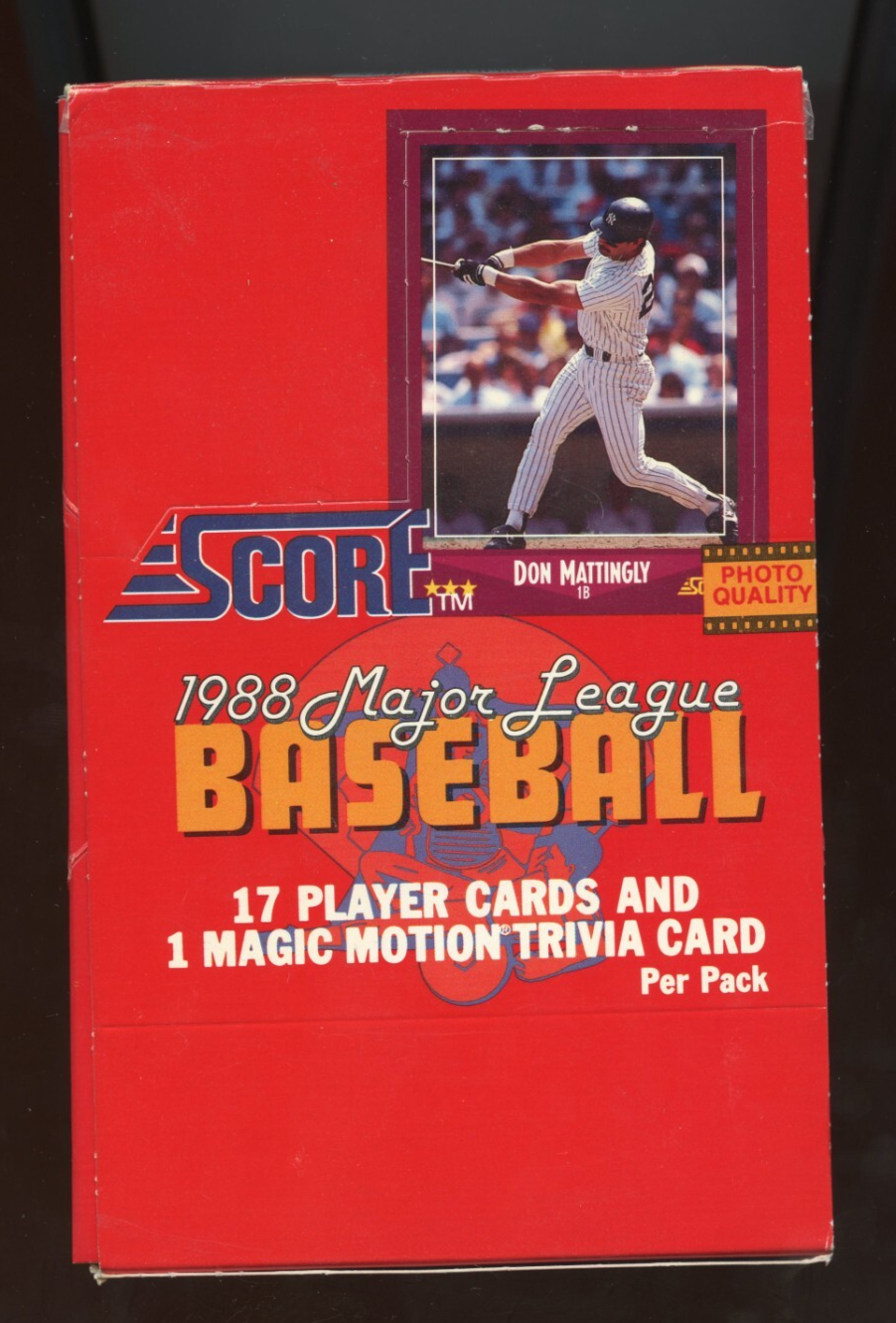 1988 SCORE BASEBALL UNOPENED BOX, w/ 36 SEALED PACKS OF 17 CARDS EACH ...
