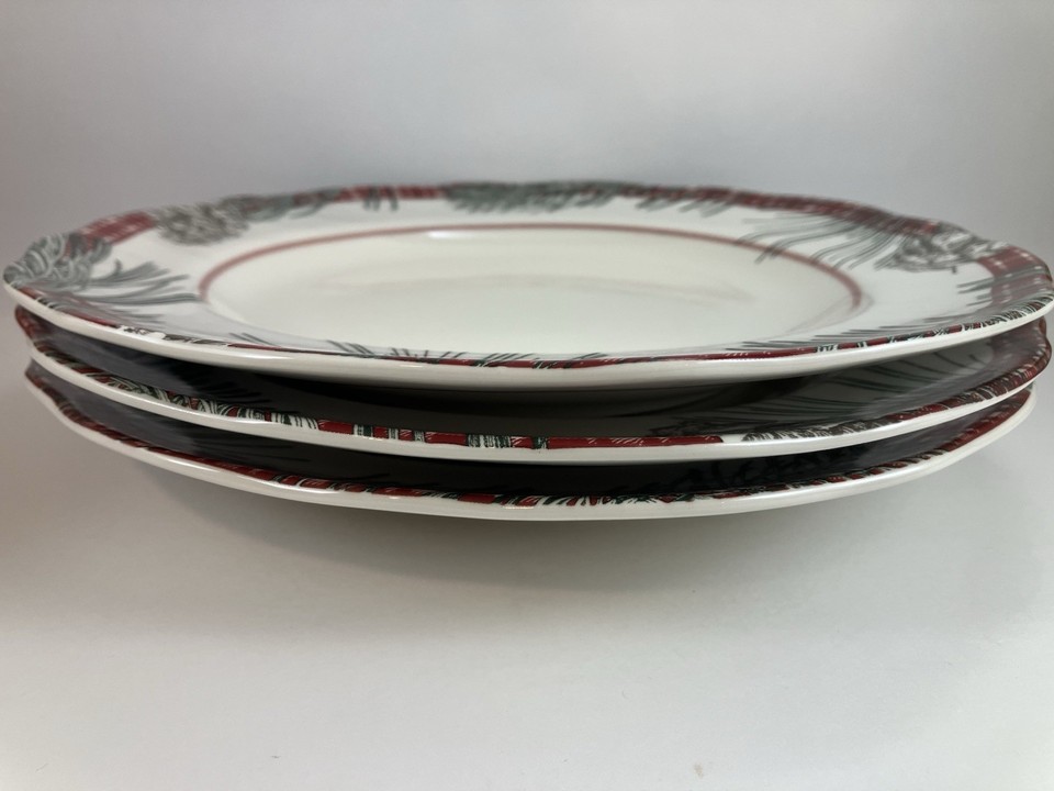 Robert Stanley Plaid Pine Cone Dinner Plates 10 1/2" [Set of 3] | eBay
