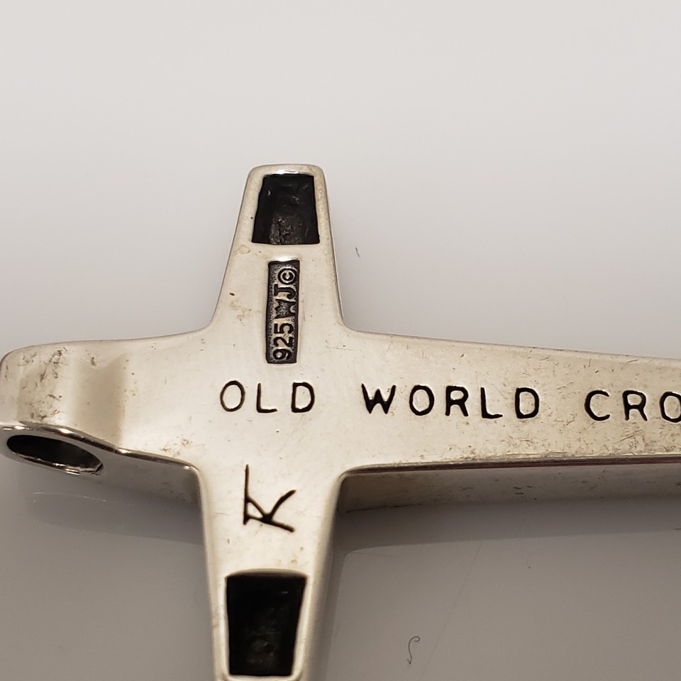 Navajo Signed Tracey Knifewing Sterling Silver Inlay Old World Cross ...