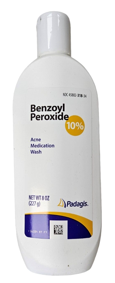 Benzoyl Peroxide 10% WASH 8oz XL SIZE PERRIGO / PADAGIS - NEW LOOK ...
