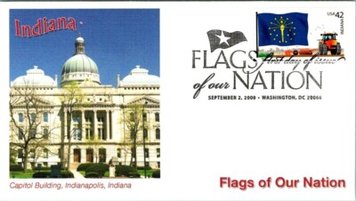 INDIANA FLAGS OF OUR NATION CAPITOL BUILDING 2008 FLEETWOOD CACHET FDC ...