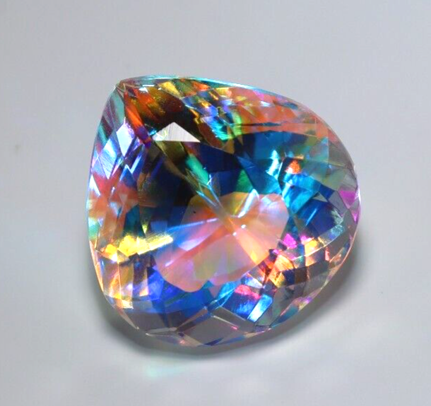 51.70 Ct Natural Mystic Topaz Rainbow Fire Pear Cut Certified Sparkling ...