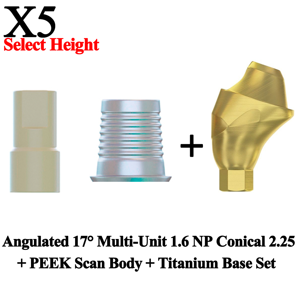 5x Set Angulated 17° Multi-Unit 1.6 RP Conical 2.65 PEEK Scan Body ...