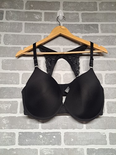 Pure Beauty By Rene Rofe Womens Black Bra Lace Racer back Size 44DD | eBay