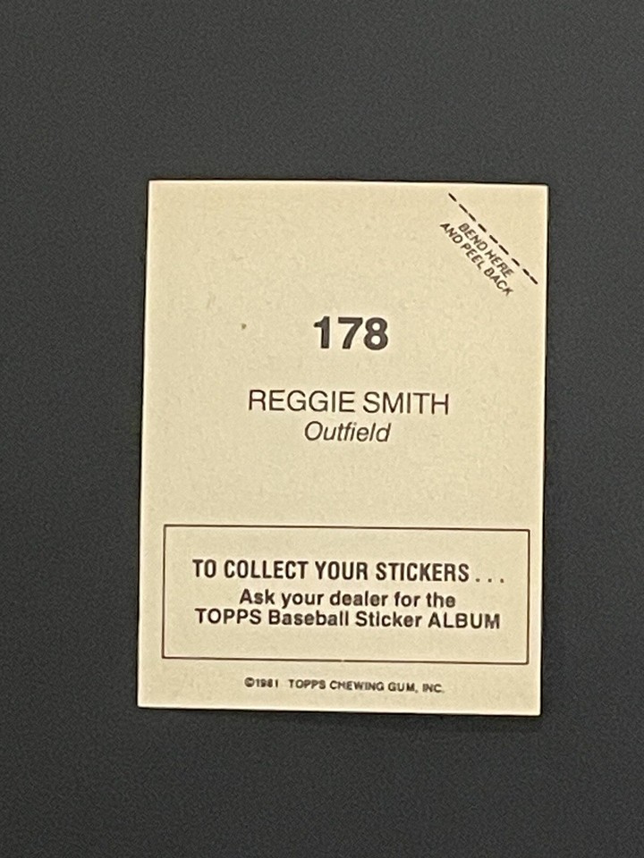 Reggie Smith 1981 Topps Bseball Sticker #178 Los Angeles Dodgers | eBay