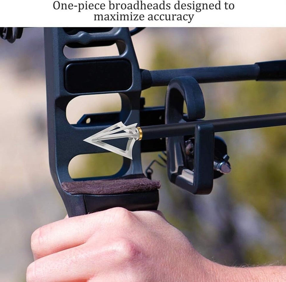 Archery Broadheads 100/125 Grain Fixed Blades Stainless Steel Hunting ...