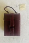 Burgundy Leather Travel Jewelry Box by Euro Classics Tan Interior Snap ...