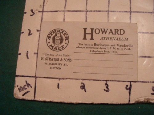 Vintage Original tiny Envelope -- Howard Athenaeum BURLESQUE ...