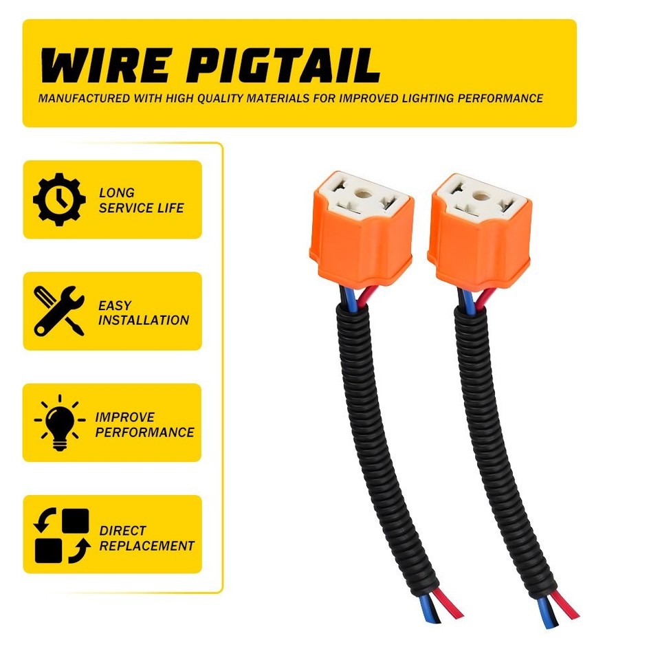 Extension Wire Pigtail Female Ceramic S 9003 H4 Two Harness Head Light ...