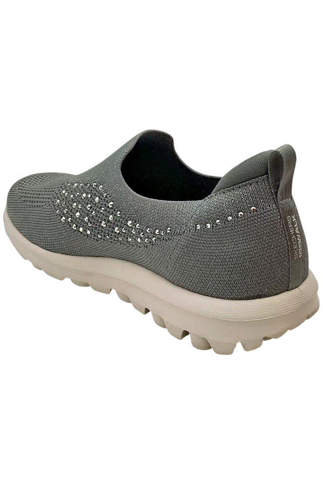 Skechers GO WALK Travel Rhinestone Slip-Ons Blingy Glam Grey | eBay