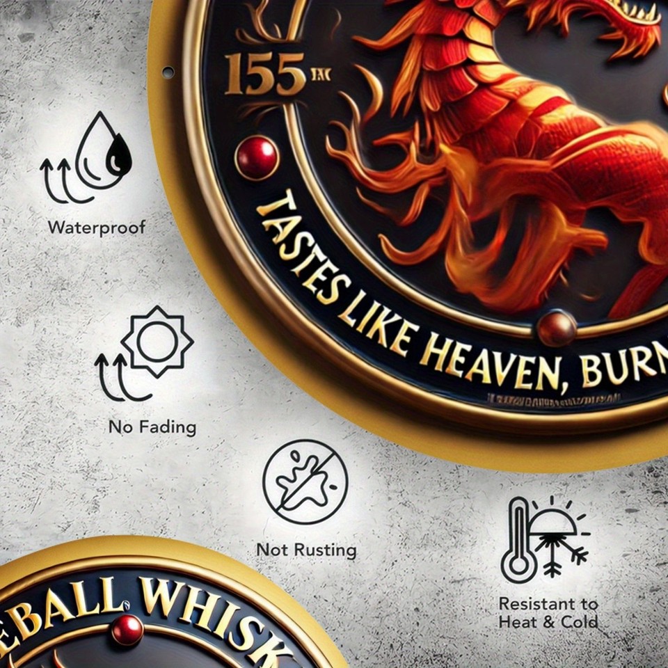 Tin Metal Sign Fireball Whiskey Dragon Emblem Aluminum Wall Art 8x8 | eBay