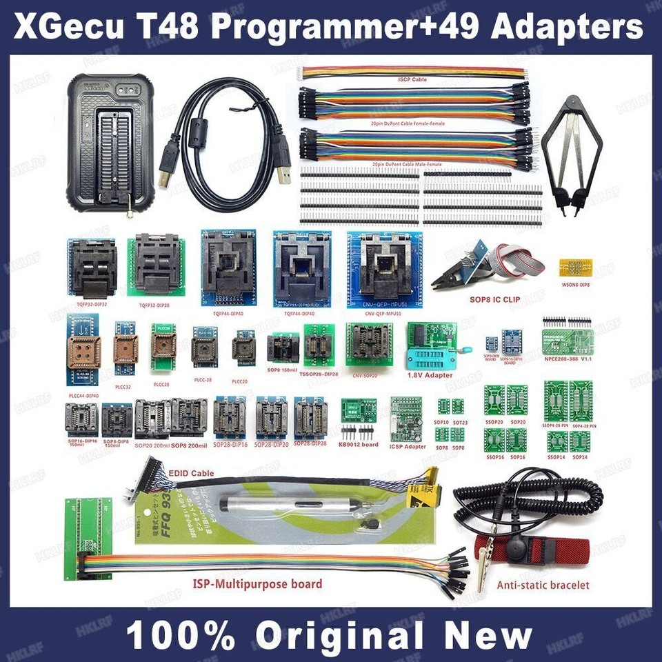 T48 TL866II Plus High speed Universal Programmer+Adapters+Test Clip PIC ...