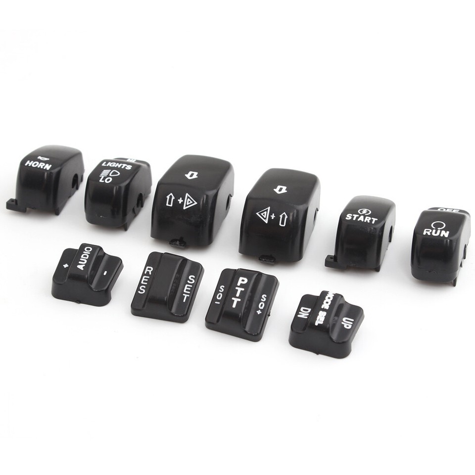 10x Hand Control Switch Buttons Caps Black Fit For Harley Classic ...