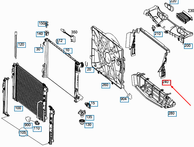 Mercedes-Benz C W204 Radiator Top Air Duct A2045052430 Genuine for sale ...