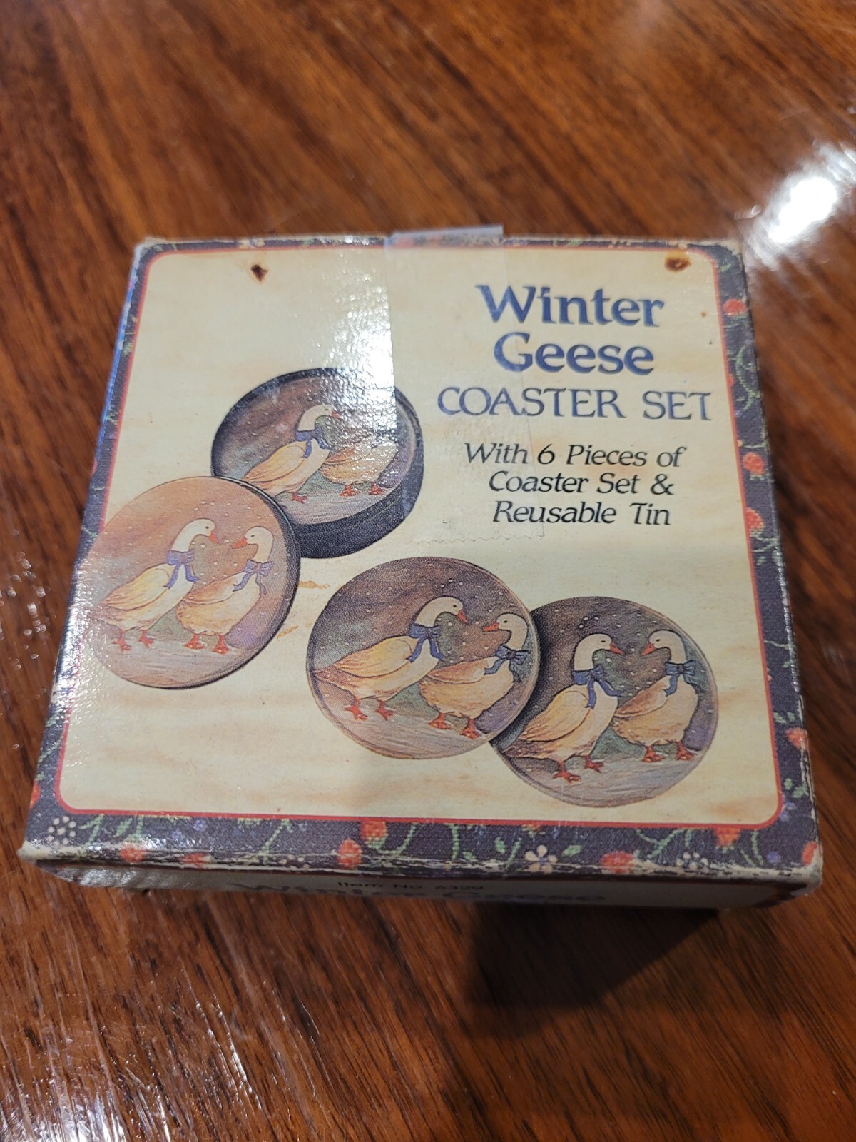 Winter Geese Coaster Set of Six Tin 3.5" NIB Goose Blue White Cork | eBay
