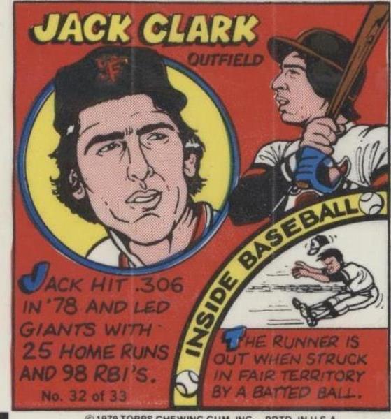 1979 Topps MLB Bubble Gum Player Portraits - Jack Clark #32 for sale ...