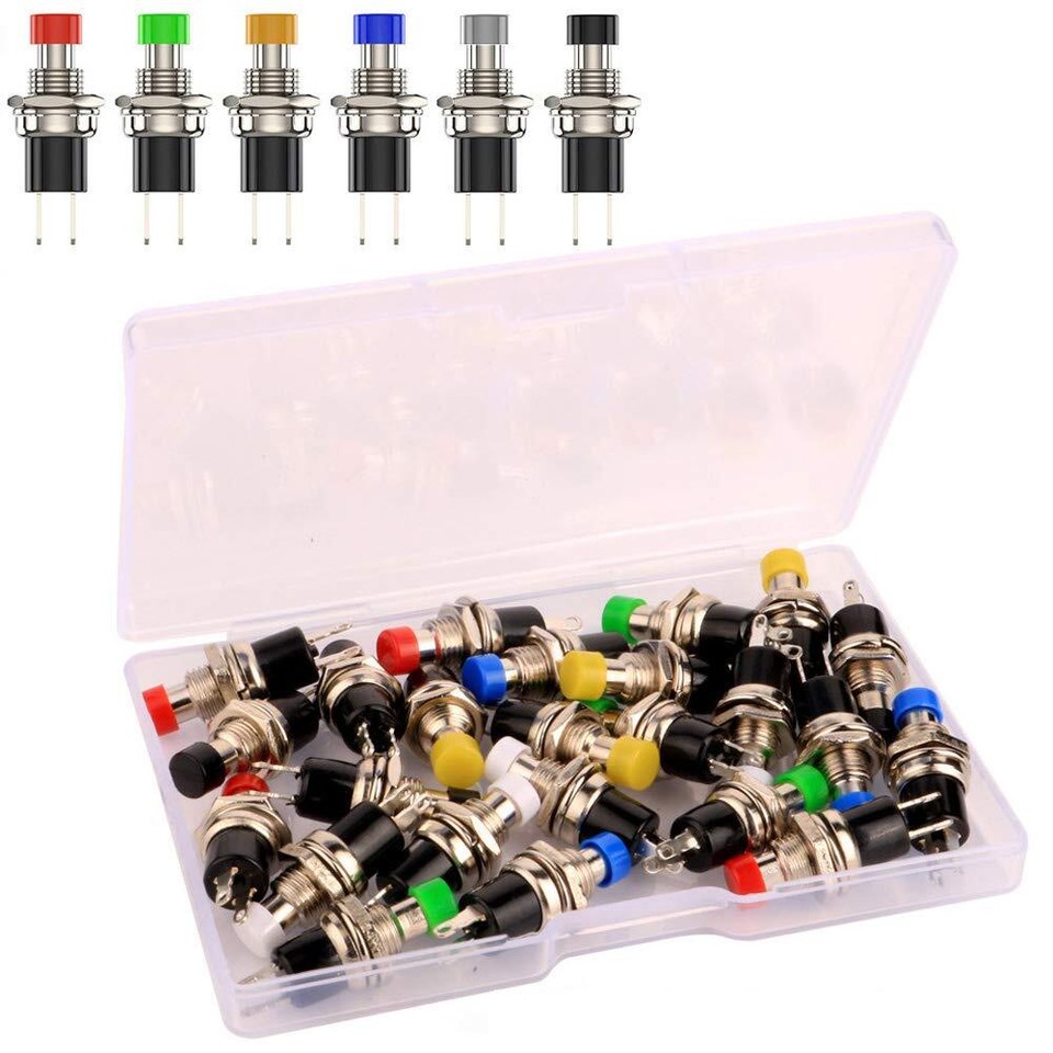 12pcs 7mm 3V-6V-12V-24V-230V/1A Prewired Mini Momentary Push Button ...