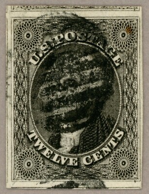 US Scott#17 Jumbo++ 1851 12c Washington Imperf, HUGE! 4 adjacent stamps ...