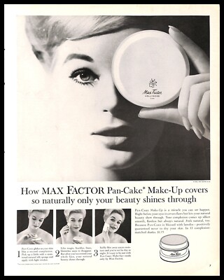 1960 Max Factor Pan Cake Make-up Vintage PRINT AD Cosmetics Wall Decor | eBay