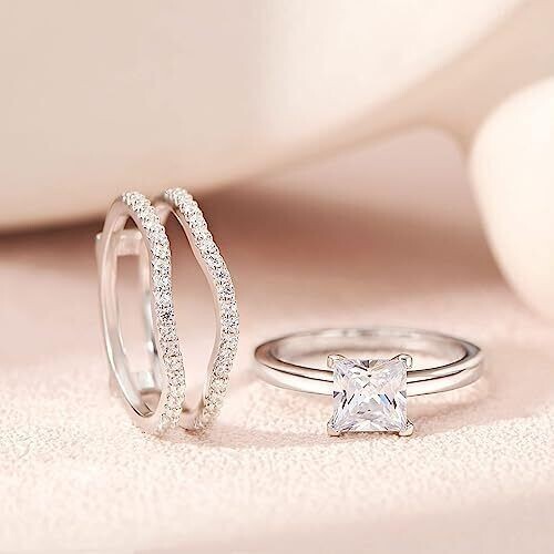 1.20Ct Wedding Promise Ring Set For Her Enhancer Wrap Simulated ...