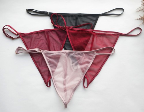 Women Sexy Thongs Solid Mesh T-back underwear Adjustable G-string ...