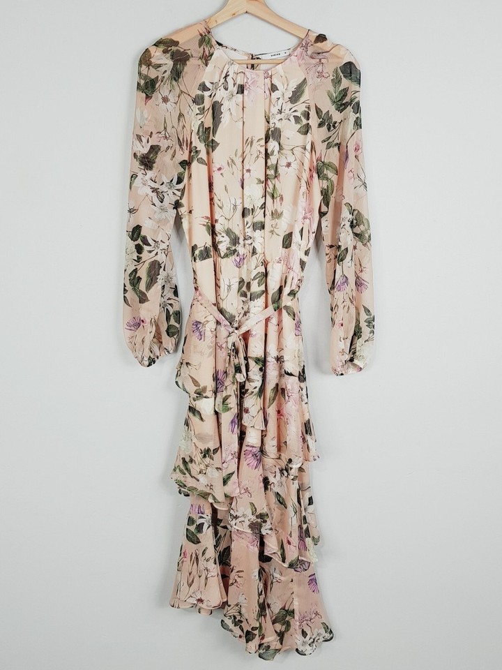 Sheike Eve Floral Dress Size AU 14 / US 10 Pink Balloon Long Sleeve ...