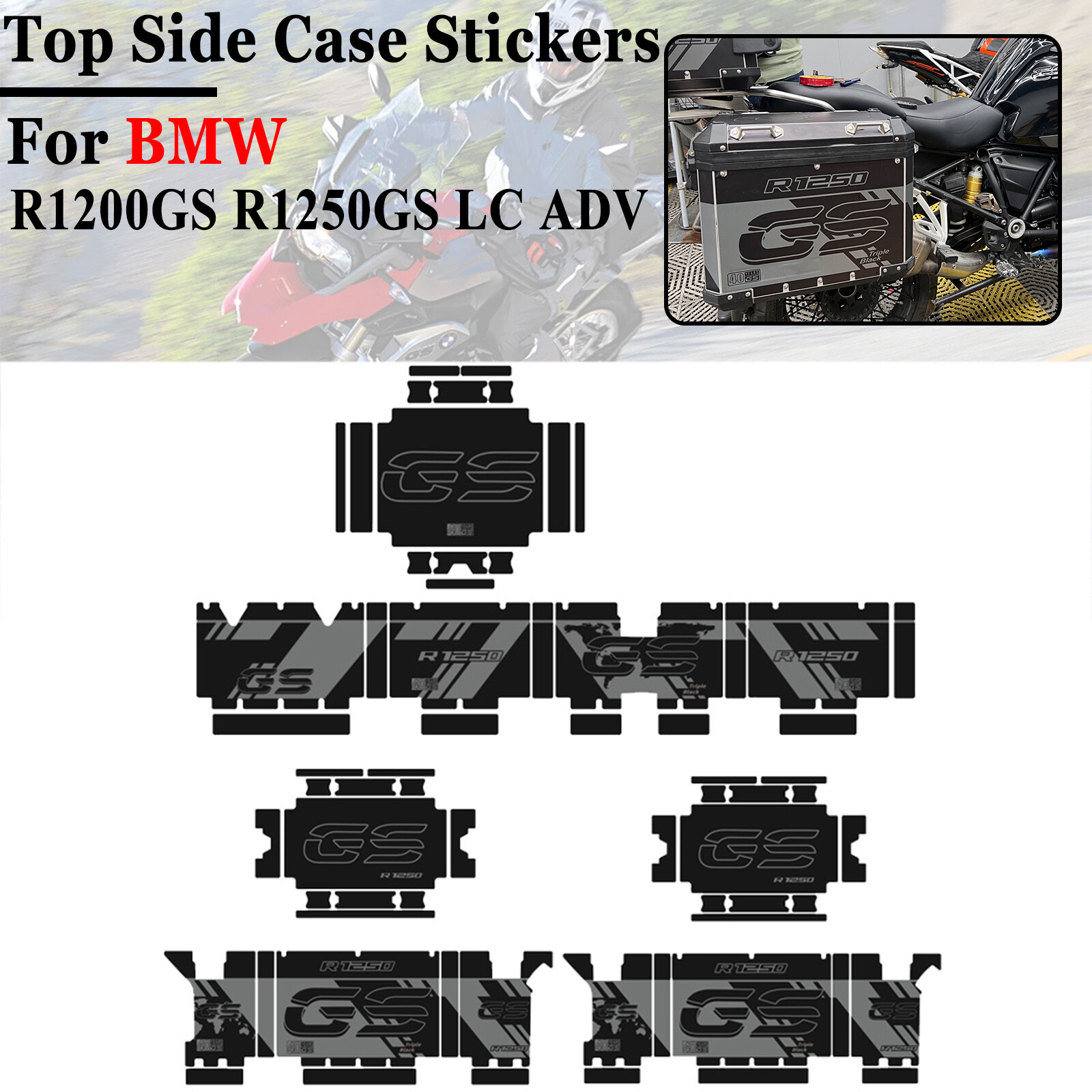 For BMW R1200GS R1250GS LC ADV Top Side Case Stickers Pannier Decal ...