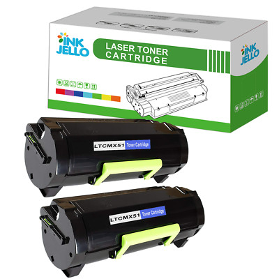 2 Black Toner Cartridge For Lexmark MX310 MX310dn MX410 MX510 MX511dte ...