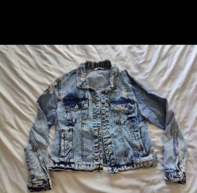 Highway Jeans Denim Jacket Blue Distressed XL | eBay
