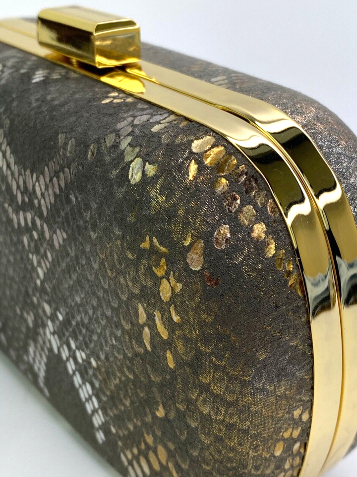 Inge Christopher Multi Metallic Boa Print Leather Minaudiere Evening ...