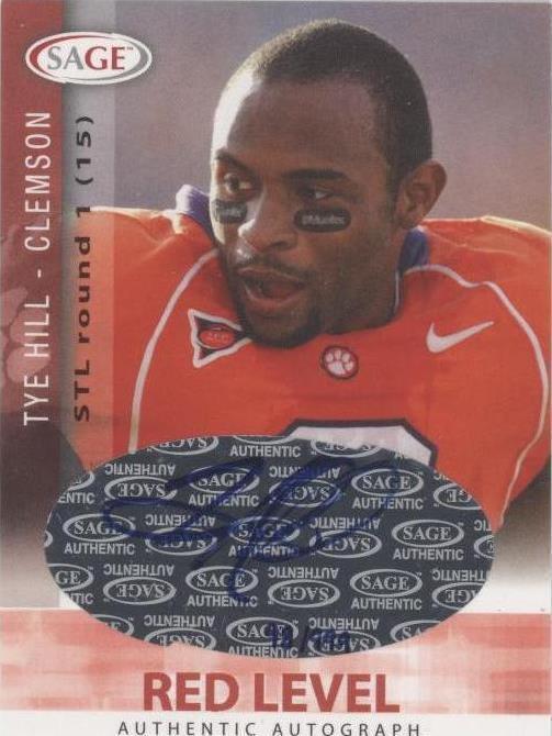 2006 SAGE - Autographs Tye Hill #A25 Red Level /999 (AU, RC) for sale ...