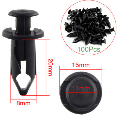 100pcs Plastic Fastener 8mm Push Pin Rivet ATV Fairing Body Fender ...