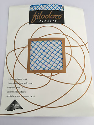 FILODORO Collants Macrorete Azzurro 88% Polyamide 12% Élastane MADE IN ...