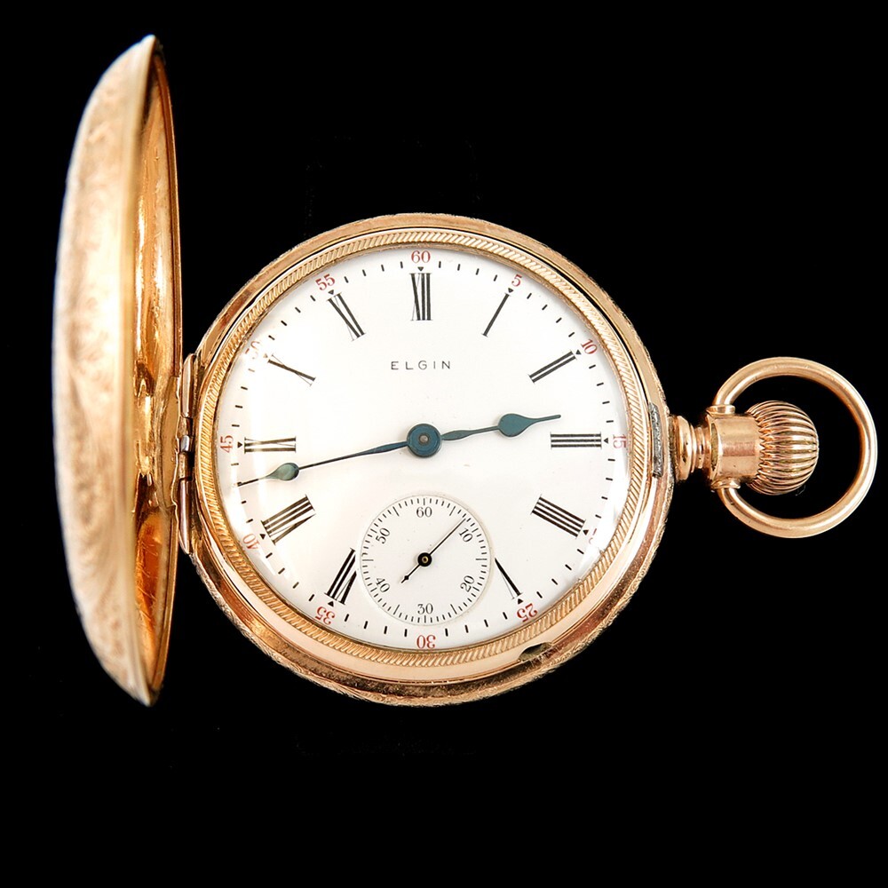 1896 Elgin 18s 17 Jewel GM Wheeler Grade 144 Gold Filled Hunt Case ...