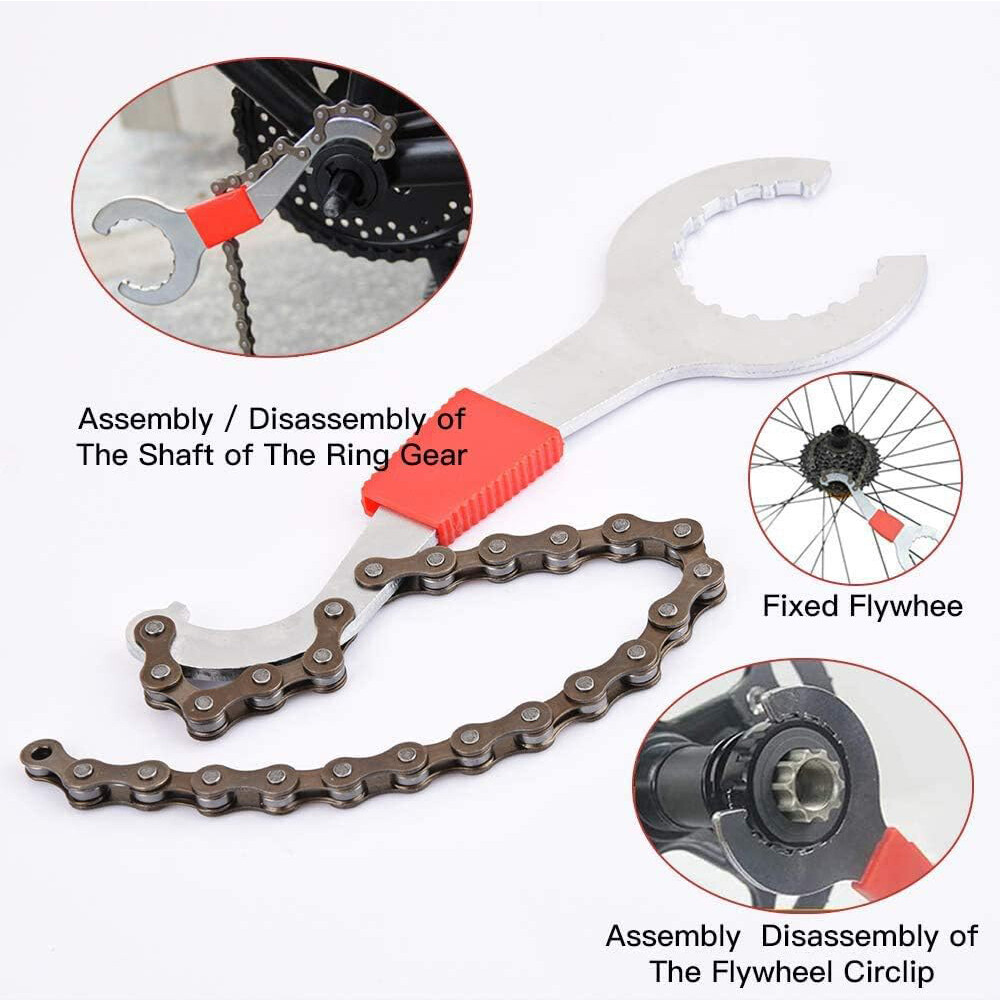 5Pcs Bicycle Repair Kits Bike Cassette Crank Chain Whip Spanner Removal ...