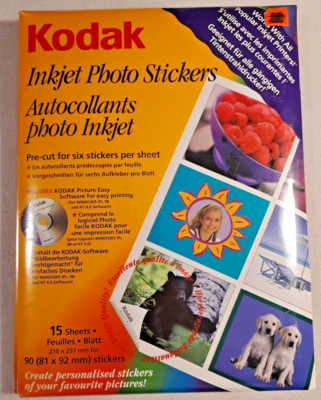 NEW SEALED 3-PACK 45 Sheets Kodak Inkjet Photo Stickers 847 2177 Sealed ...
