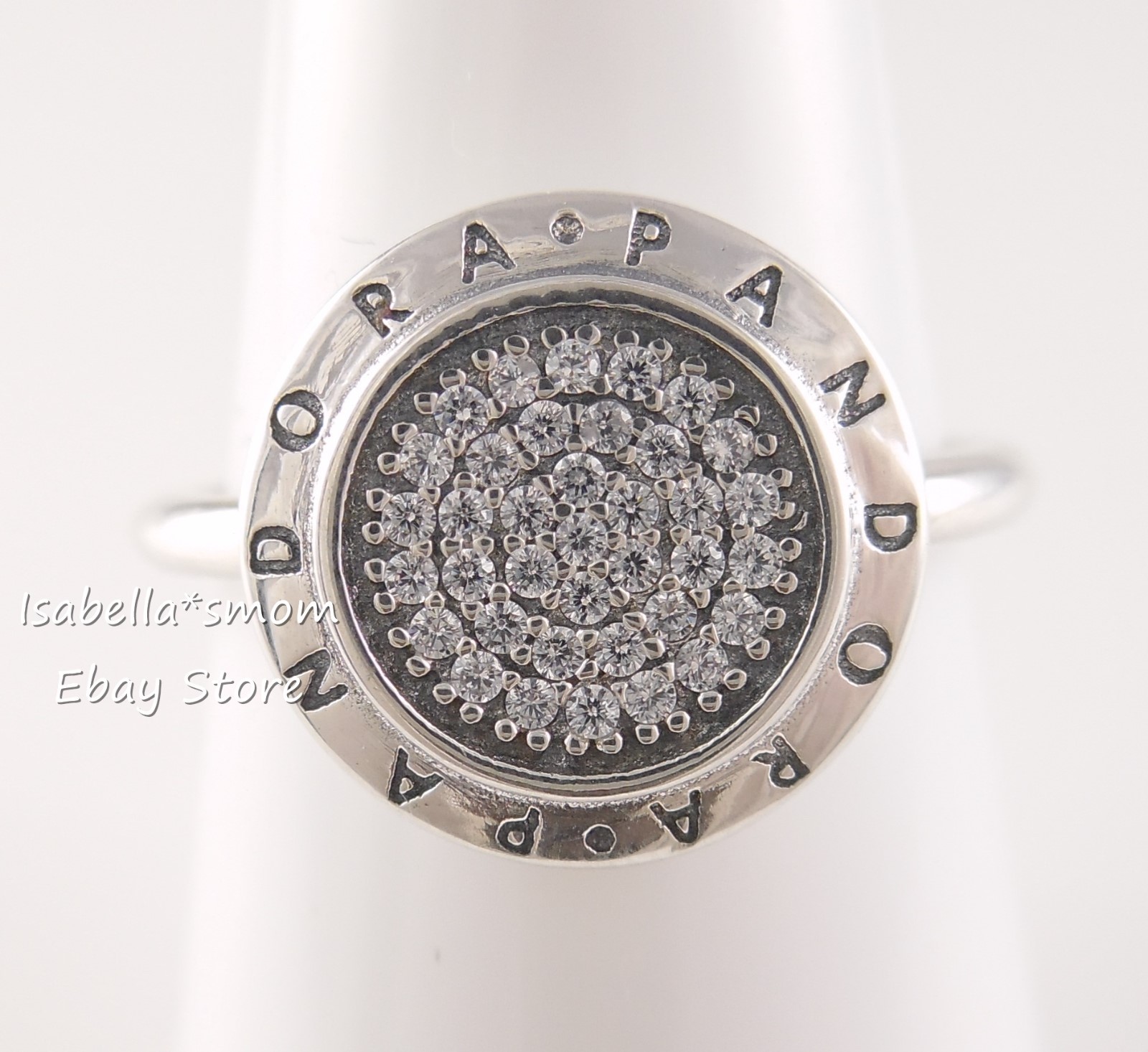 Authentic PANDORA SIGNATURE Pave/Silver LOGO Ring 190912CZ Pick Sz ...