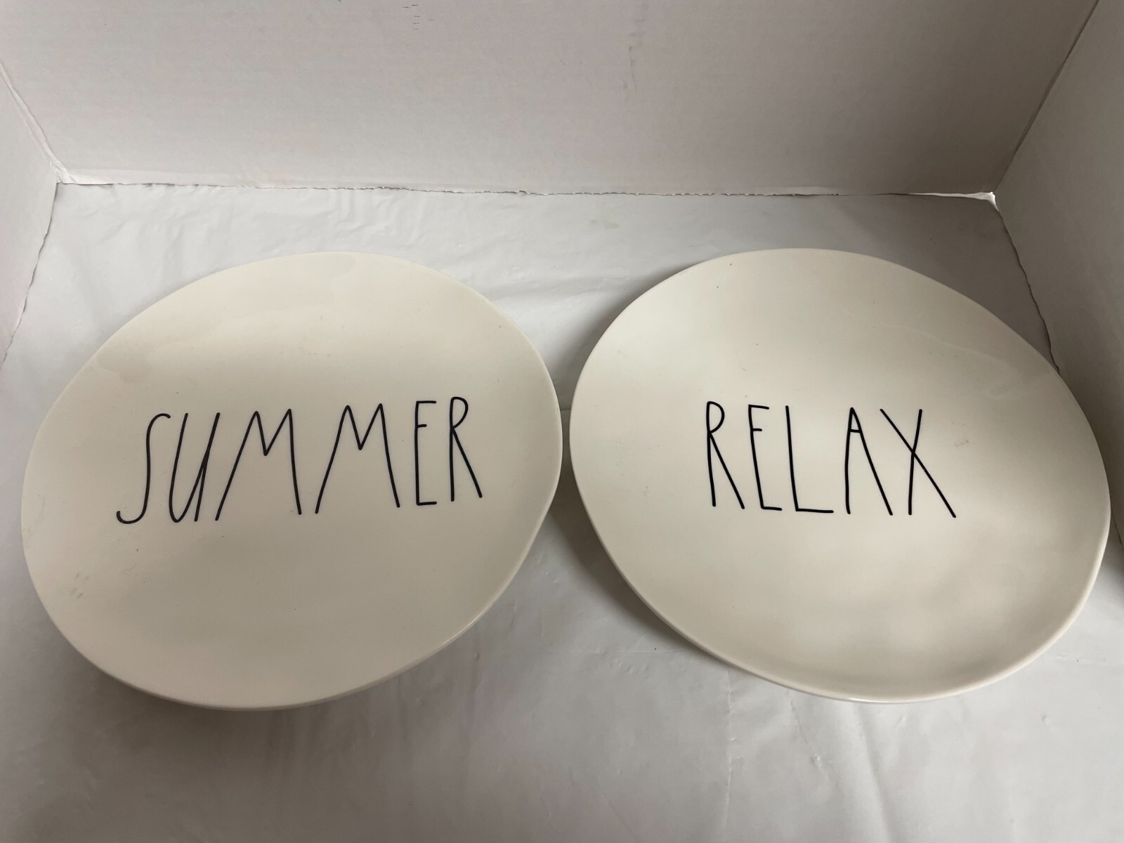 Set of 2 Rae Dunn 8" Summer Melamine Plates SUMMER RELAX Cookout /Deck ...