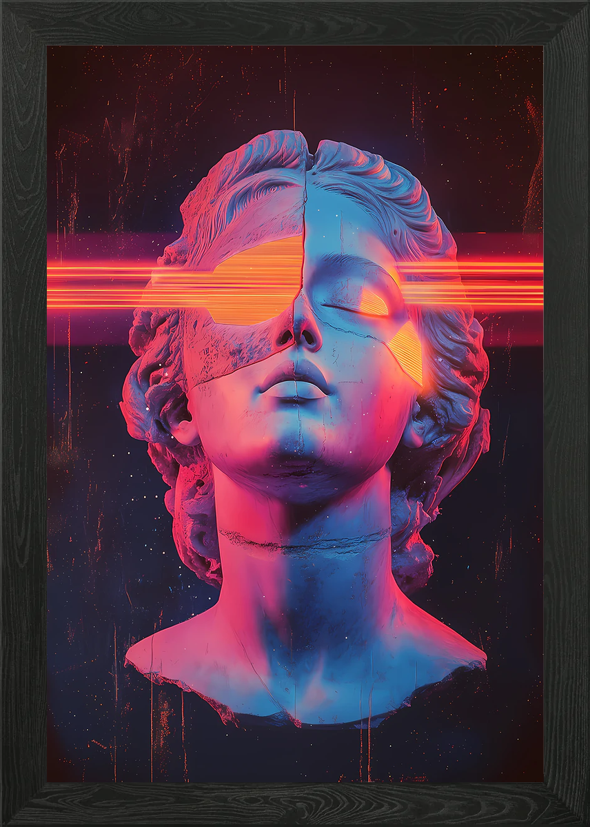 Neon Sculpture Bust Framed Wall Art Poster Canvas Print Picture | eBay UK