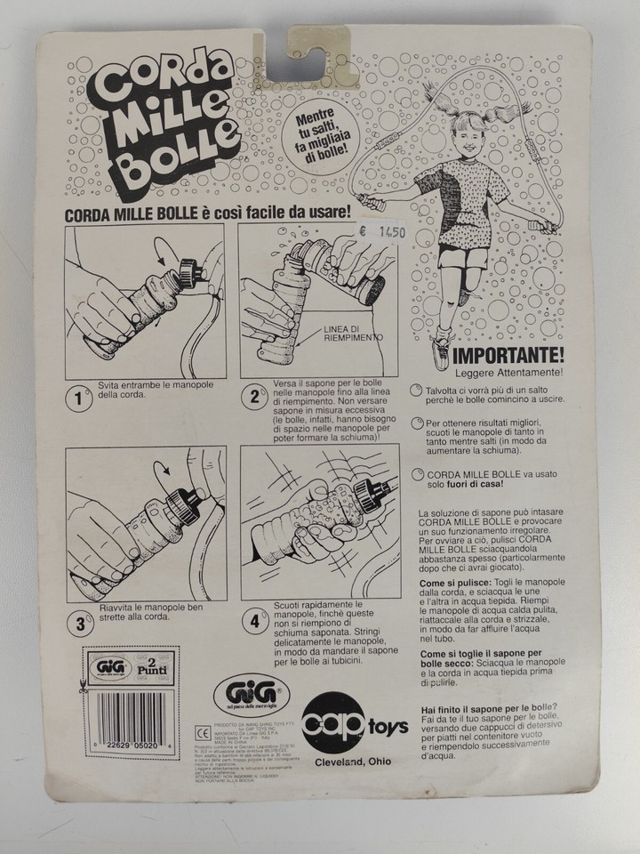 Jump Rope Mille Bolle 2.10 M Gig New Vintage Green Blue Cap Toys 90S ...