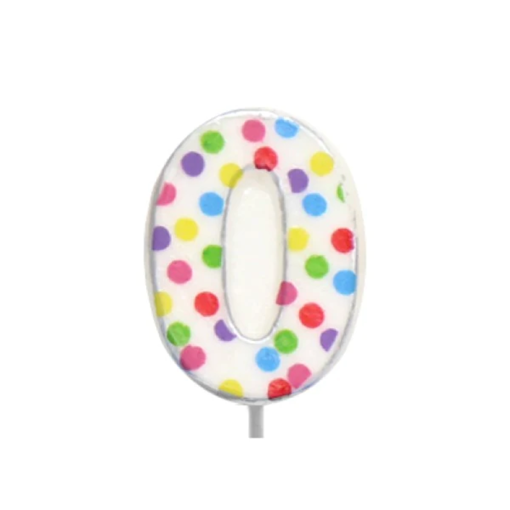 Polka Dot Number 0 Cake Candle Birthday Celebration Party 6.5cm Topper ...