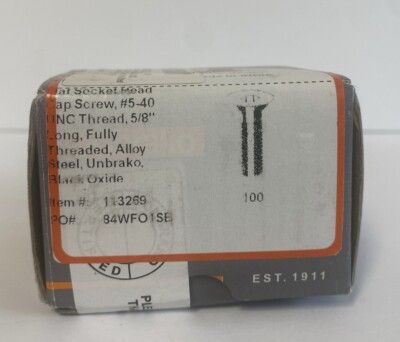 (100) #5-40 UNC x 5/8", Flat Socket Head Cap Screw, Full Thread, Alloy ...
