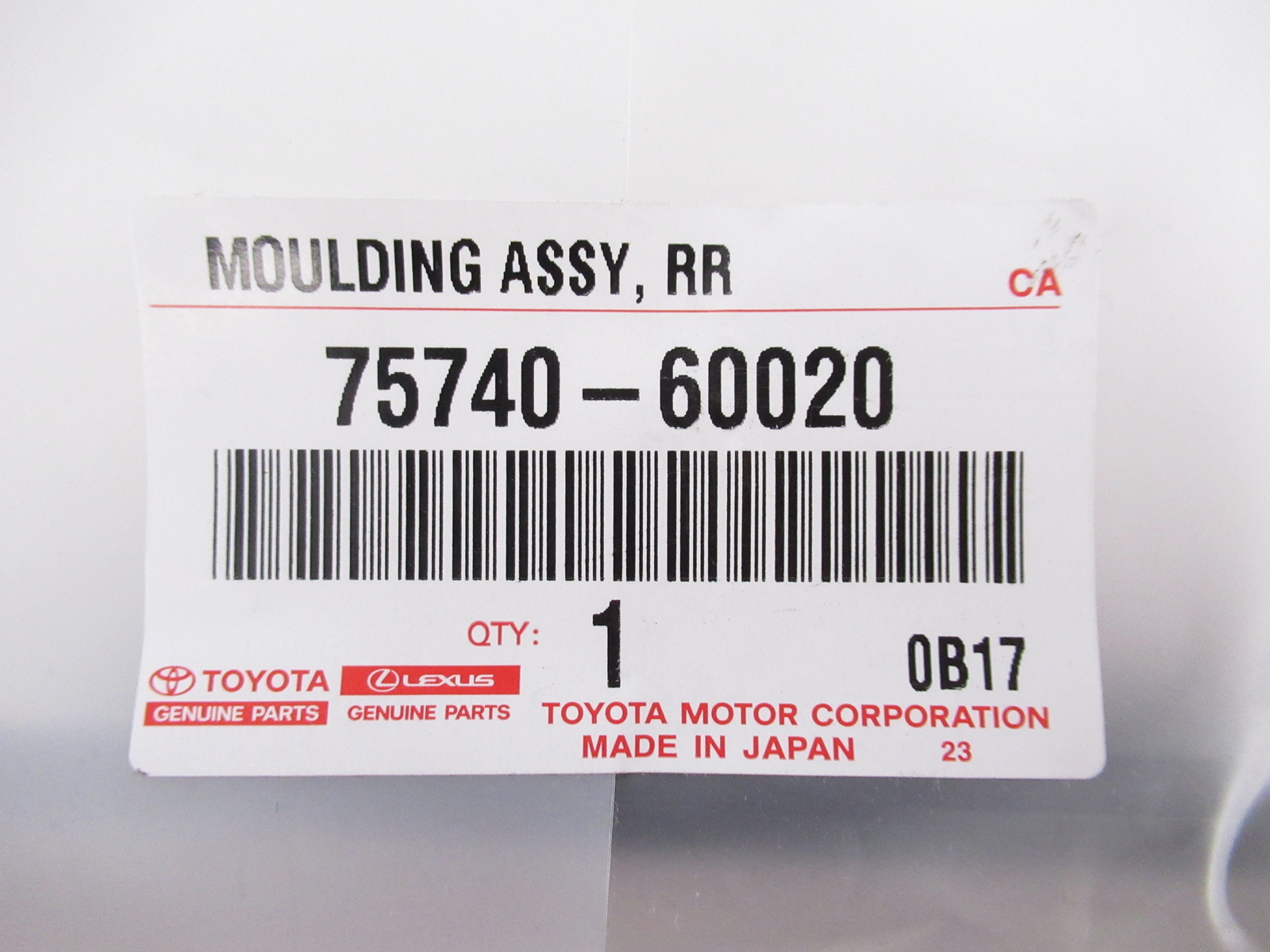 Genuine OEM Toyota 75740-60020 Driver Rear Belt Weather Strip 91-97 ...