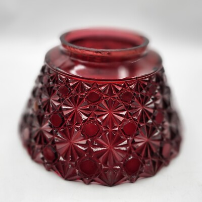 C.1890 DEEP RUBY RED 8" wide Lamp shade EAPG DAISY & BUTTON 4.5" high ...