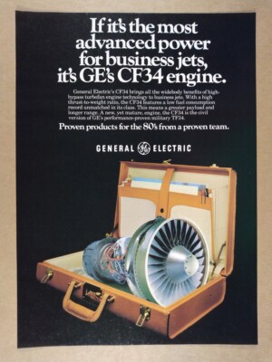 1980 GE General Electric CF34 Aircraft Engine vintage print Ad | eBay